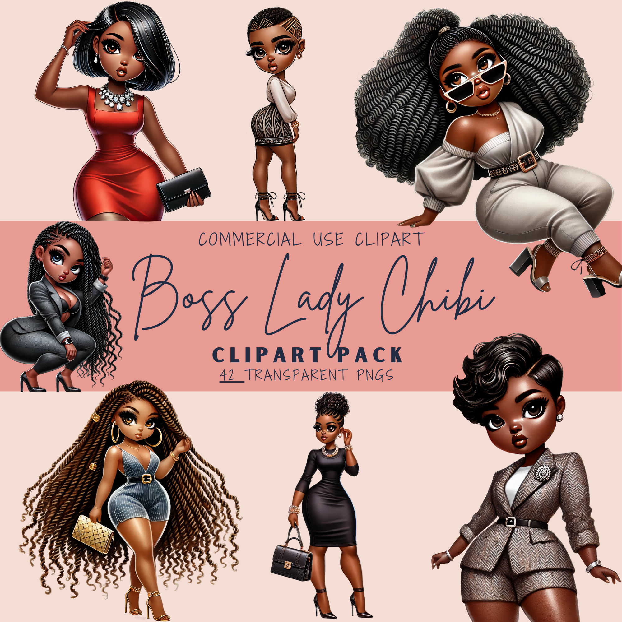 Lady Boss Chibi Clipart (42 Images) – Digital Planners Clipart